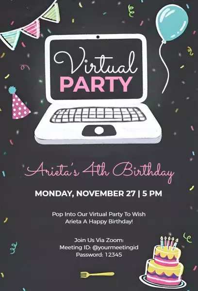 Virtual Party Invitation Templates - Customizable Designs & Ideas